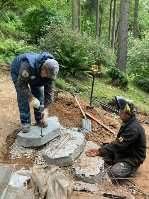 Landscaping with large Waterfall, Grotto, Gazebo