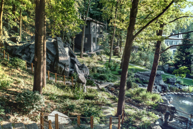 Landscaping with large Waterfall, Grotto, Gazebo