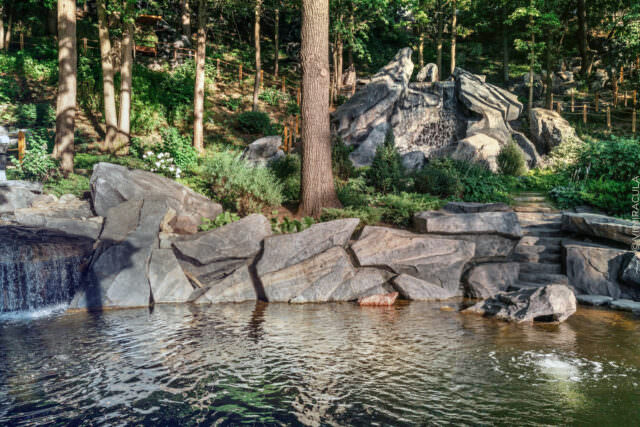 Landscaping with large Waterfall, Grotto, Gazebo