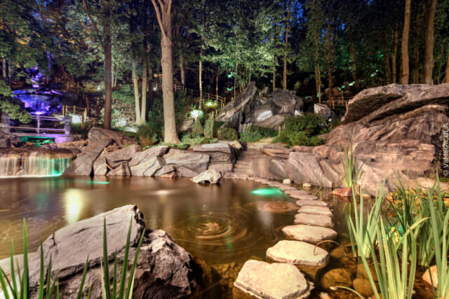 Landscaping with large Waterfall, Grotto, Gazebo